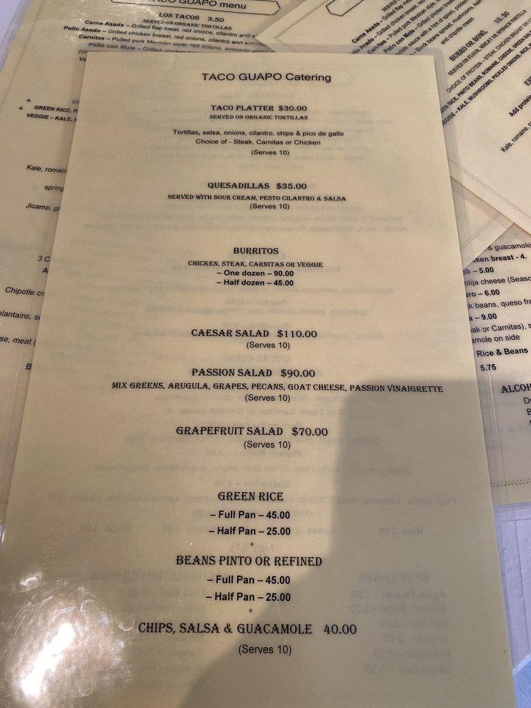 Carta del restaurante Taco Guapo, San Francisco