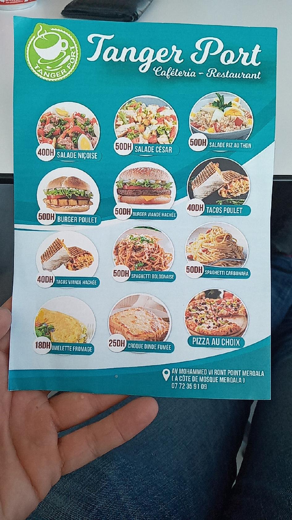 Carta de Cafeteria Ville port de Tanger, Tánger