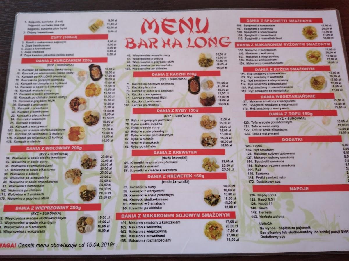 Menu at Bar Ha Long, Sroda Wielkopolska