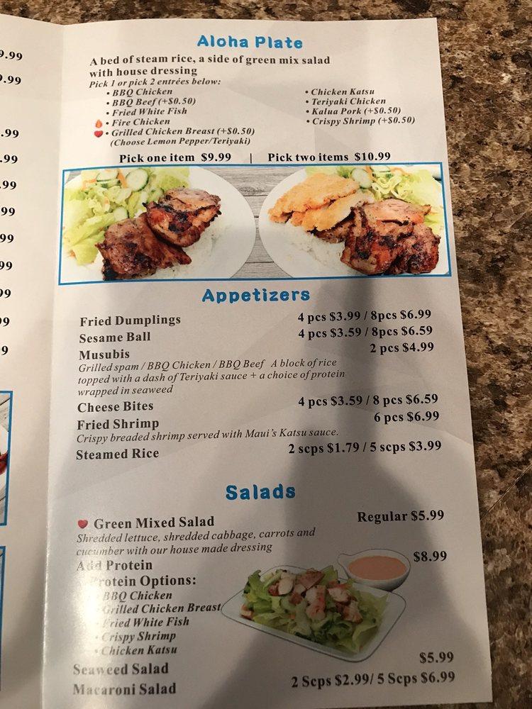 Menu at Maui Hawaiian Grill BBQ, Tempe