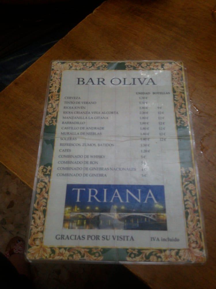 Carta de Bar La Oliva, Sevilla, C. Olivares
