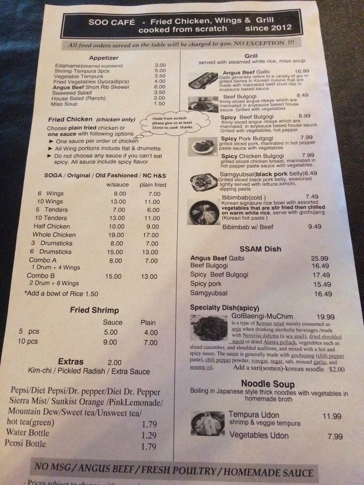 Menu at Soo Cafe RALEIGH, Raleigh
