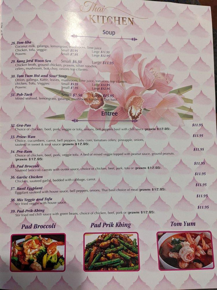 Menu at Thai Kitchen restaurant, Lodi