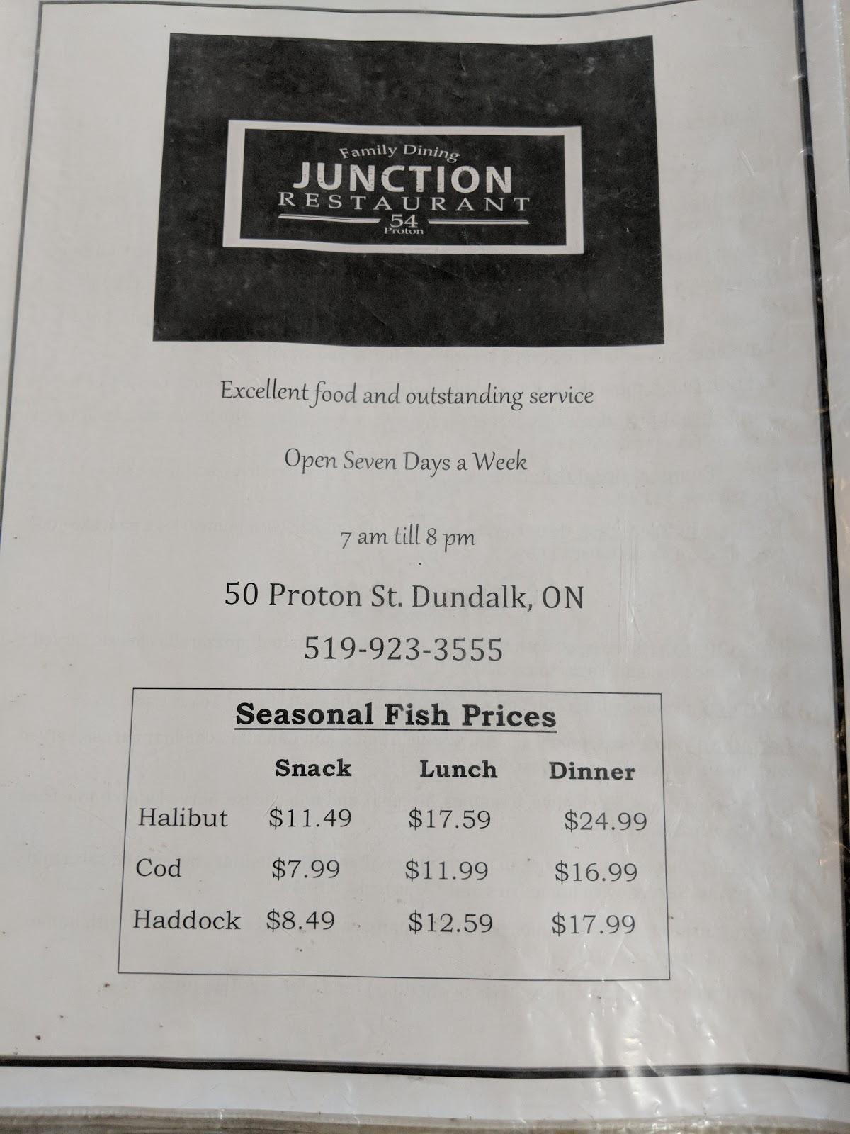 Menu at The Junction Family Restaurant, Dundalk, 54 Proton St N