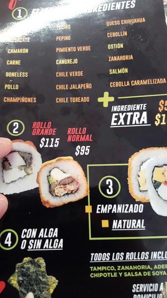 Carta del restaurante Tu Rollo Cinco, Hermosillo, C. Olivares # 127