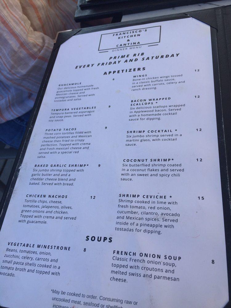 Menu at Francisco's Kitchen & Cantina pub & bar, Lake Stevens