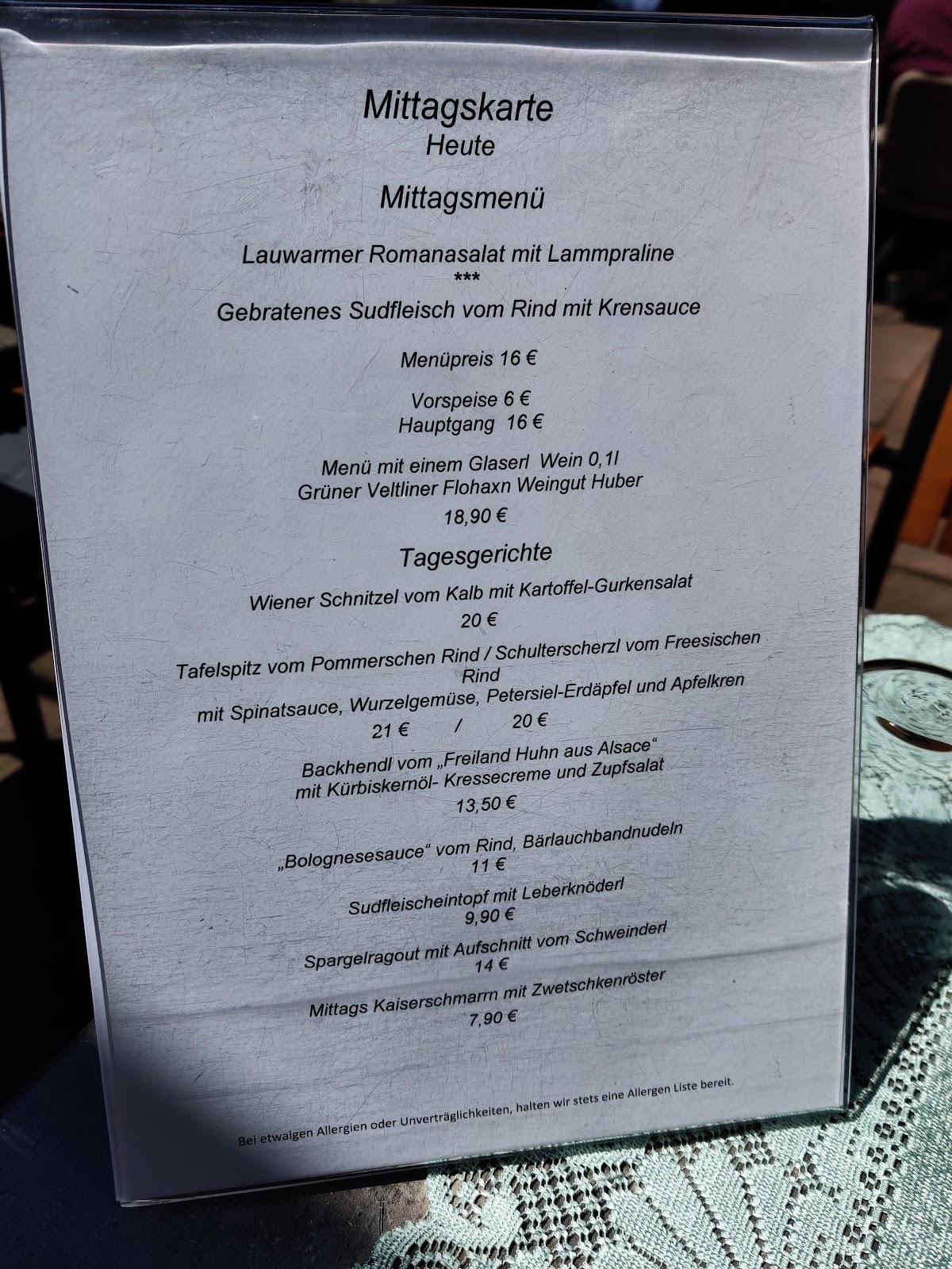 Menu at Gasthaus Scherz restaurant, Cologne, Luxemburger Str. 256