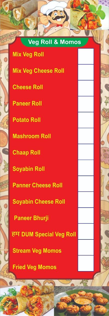 Menu at Hum Dum Point, Mumbai