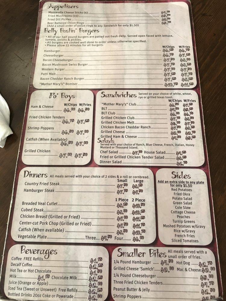 Menu at Mother Mary's Family Restaurant, Mobile