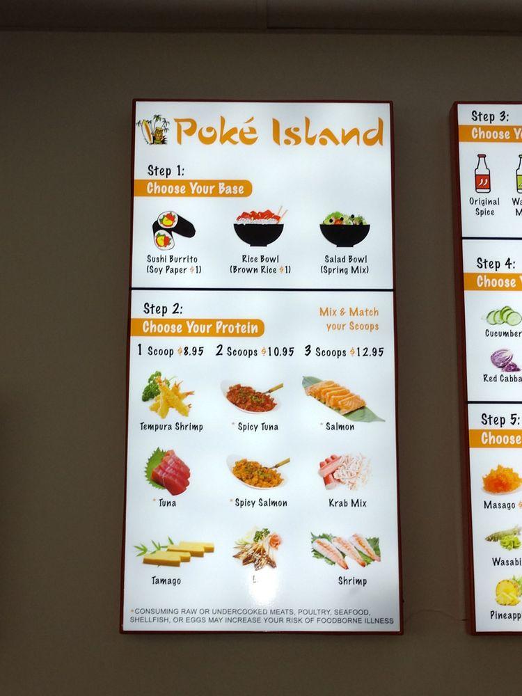 Menu at Poke Island restaurant, Pinellas Park