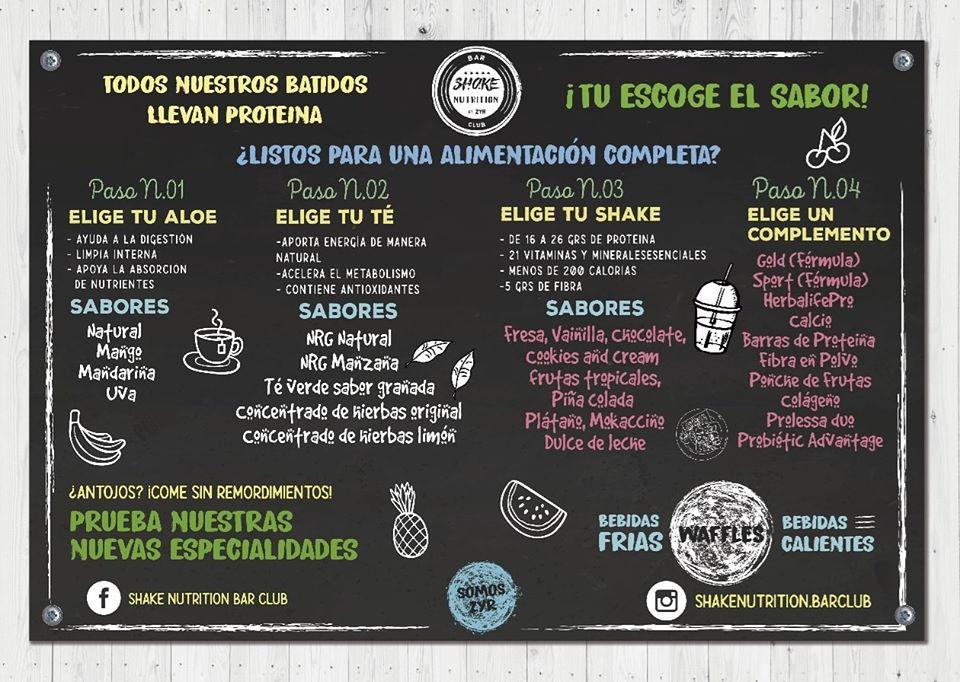 Carta de Shake Nutrition Bar Club, Ciudad del Carmen