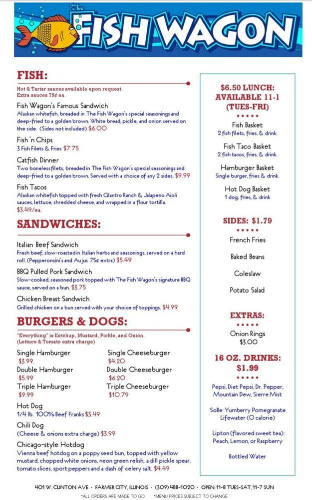 Menu at The Fish Wagon restaurant, Farmer City