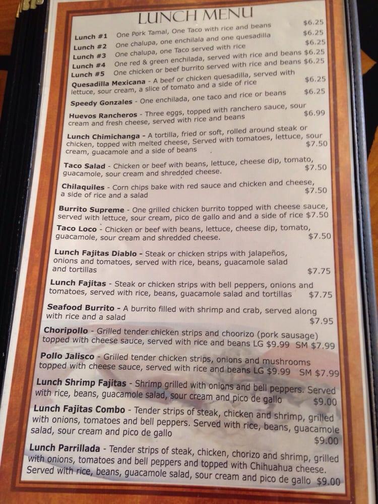 Menu at El Sol Mexican Cuisine restaurant, Solon, 240 E Main St