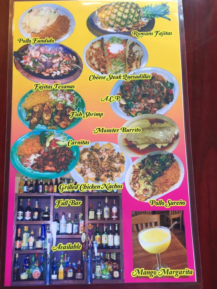 Menu at El Sureño restaurant, Tryon