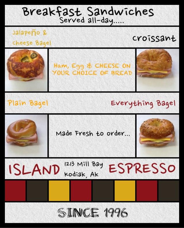 Menu at Island Espresso pizzeria, Kodiak