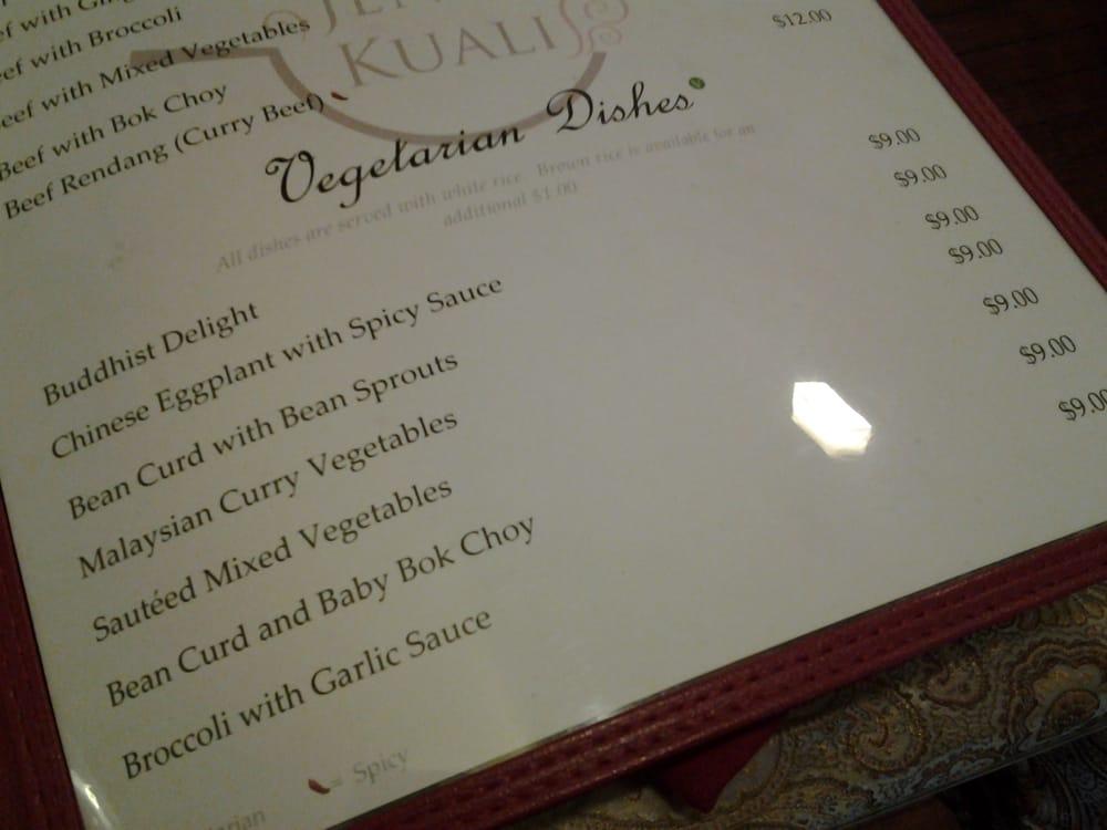 Menu at Jenny's Kuali restaurant, Bethlehem
