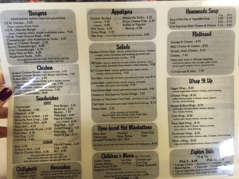 Menu at Jubilee Cafe, Edwards, N Kickapoo-Edwards Rd