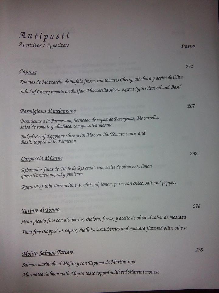 Menu at The Italian Job pizzeria, Cabo San Lucas, Av. del Pescador 7