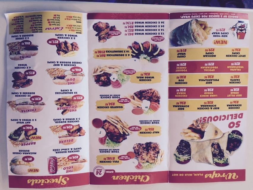 Menu at Uncle Faouzi_Sunnyside restaurant, Pretoria, ESELEN TOWERS