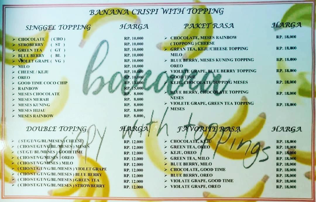 Menu at Banana Crispy With Topping cafe, Kedunguter