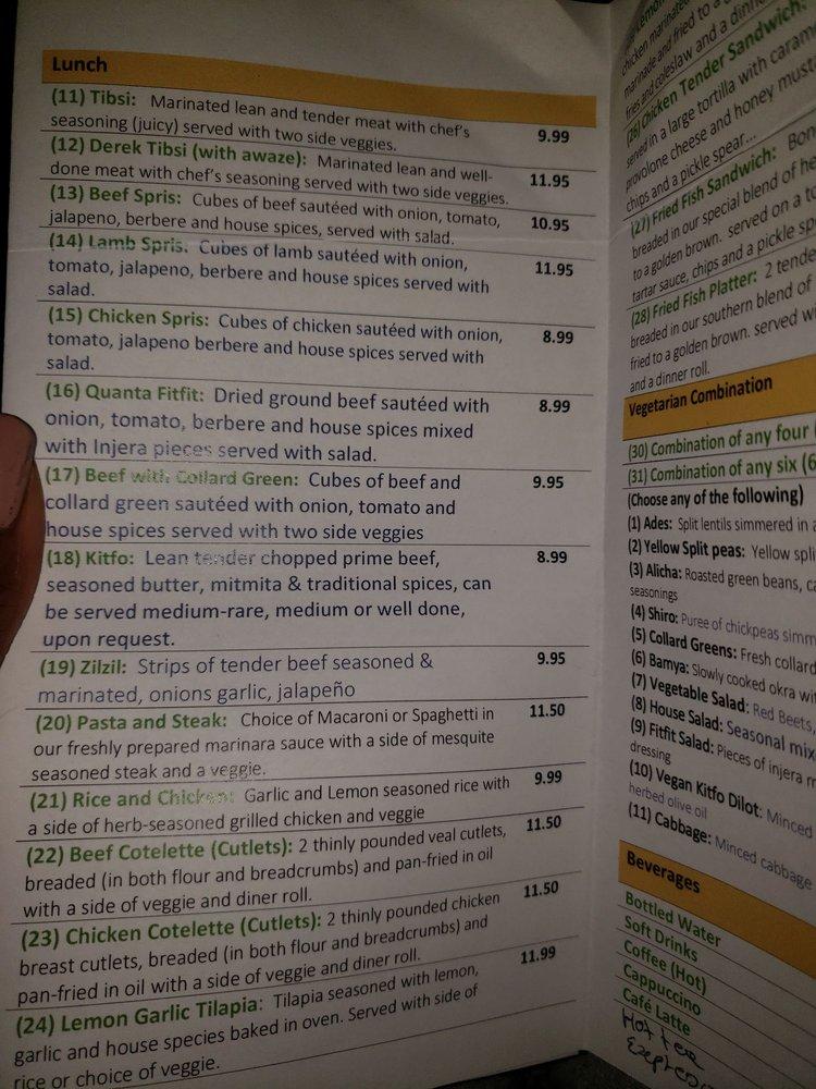 Menu at Eden's Kitchen restaurant, Washington