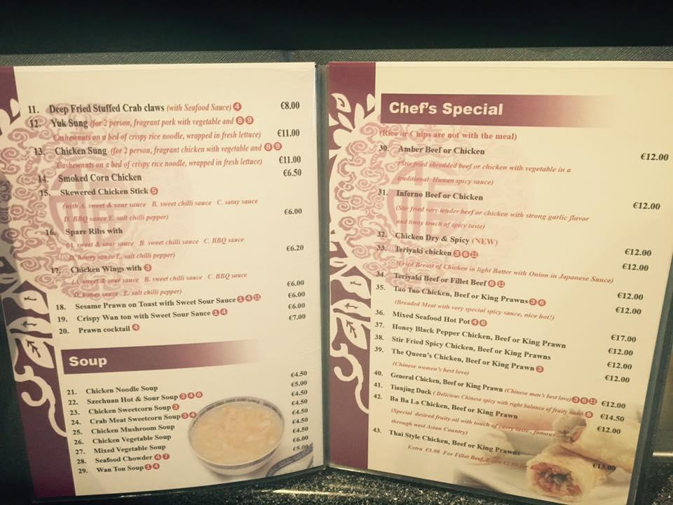 Menu at Golden Sea restaurant, Charlestown, Main St