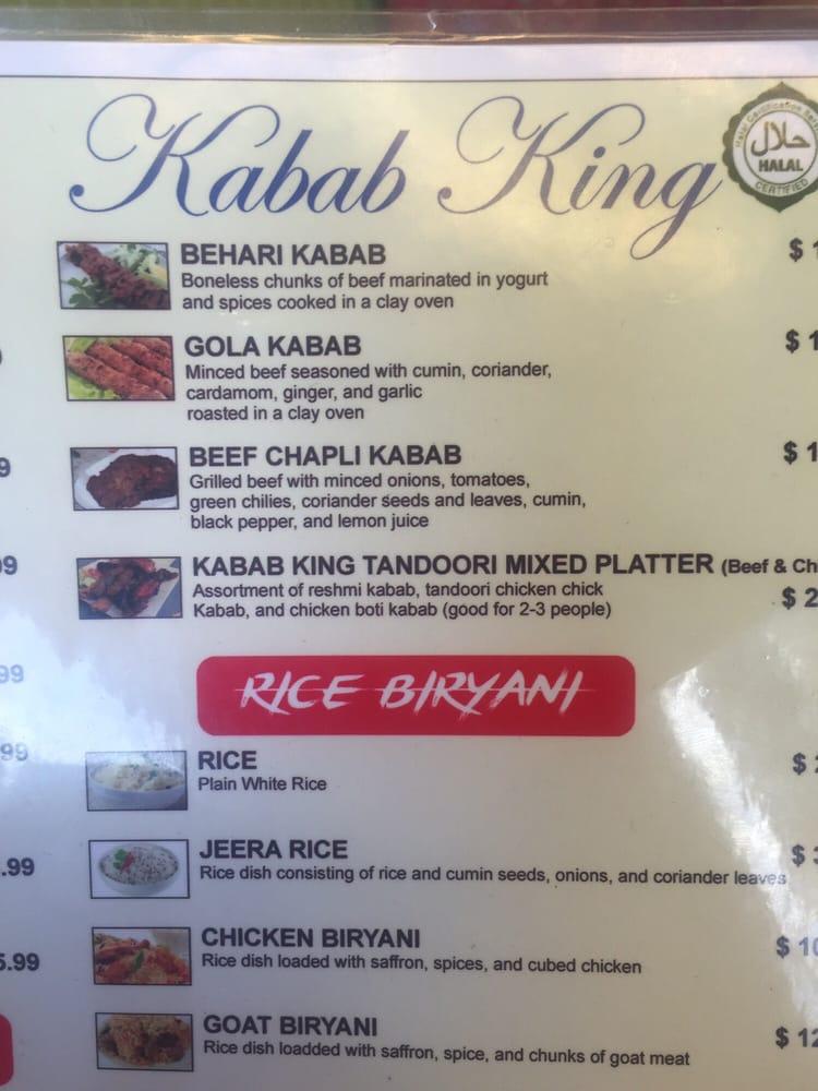 Menu at Kabab King FL restaurant, Orlando