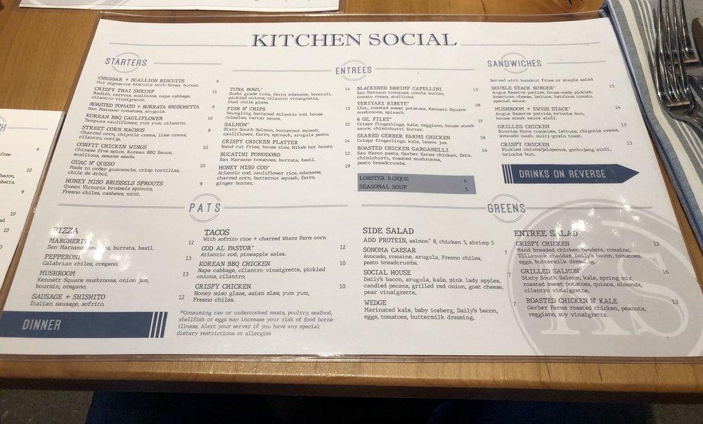 Menu at Kitchen Social pub & bar, Columbus