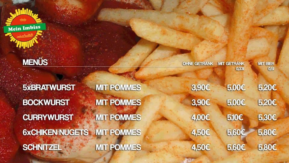 Menu at MEIN IMBISS restaurant, Nuremberg