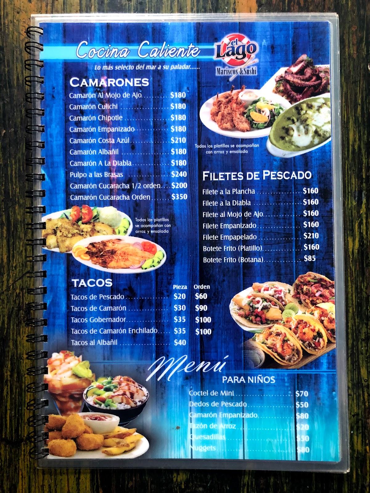 Carta del restaurante El lago mariscos & sushi, Mexicali, Blvd. Lázaro ...