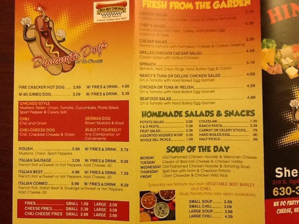 Menu at Shell Food Mart, Hinsdale
