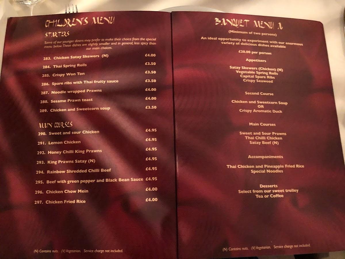 Menu at Yan Oriental Restaurant, Westhill