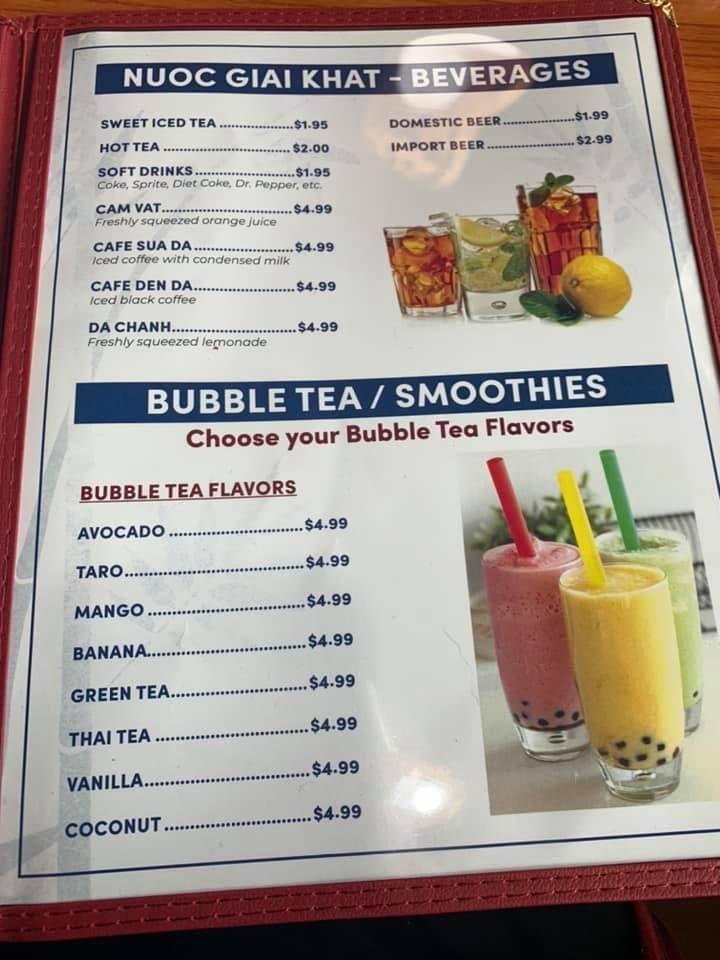 Menu at Pho An Vietnamese Restaurant, Florence, W Lucas St