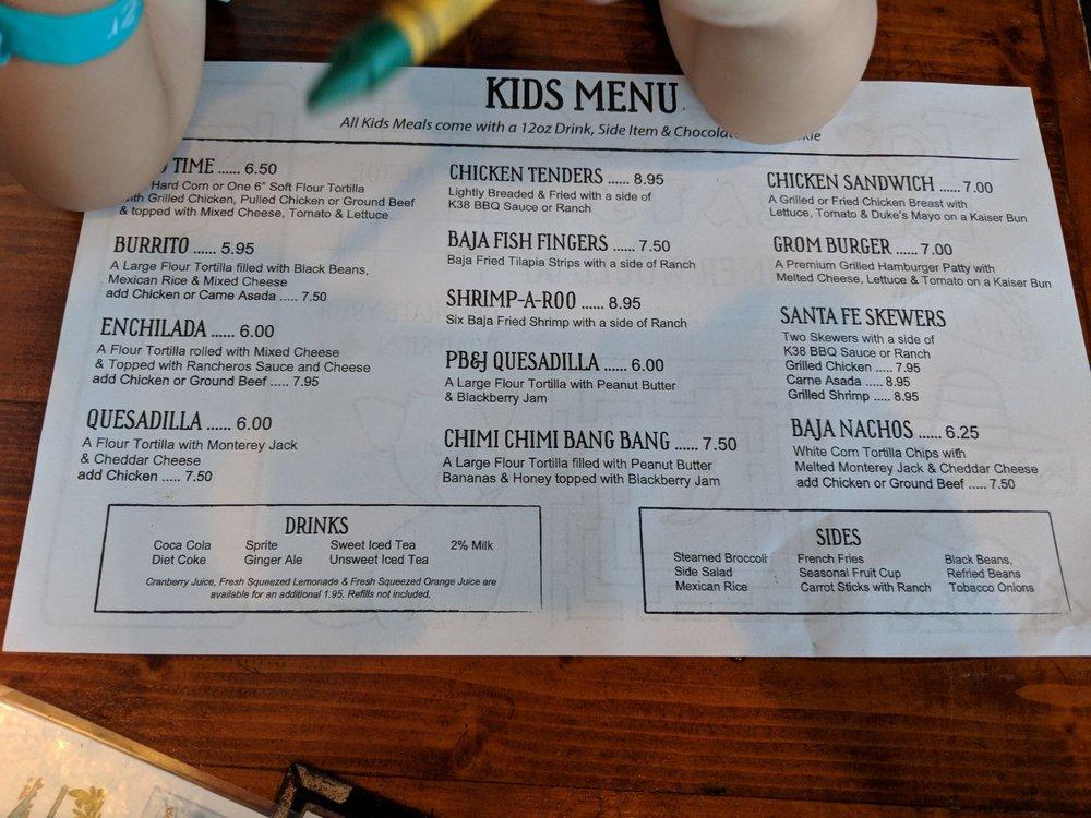 Menu at Tower 7 Baja Mexican Grill BBQ, Wrightsville Beach