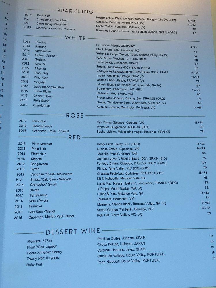 Menu at Transformer Next Door restaurant, Fitzroy