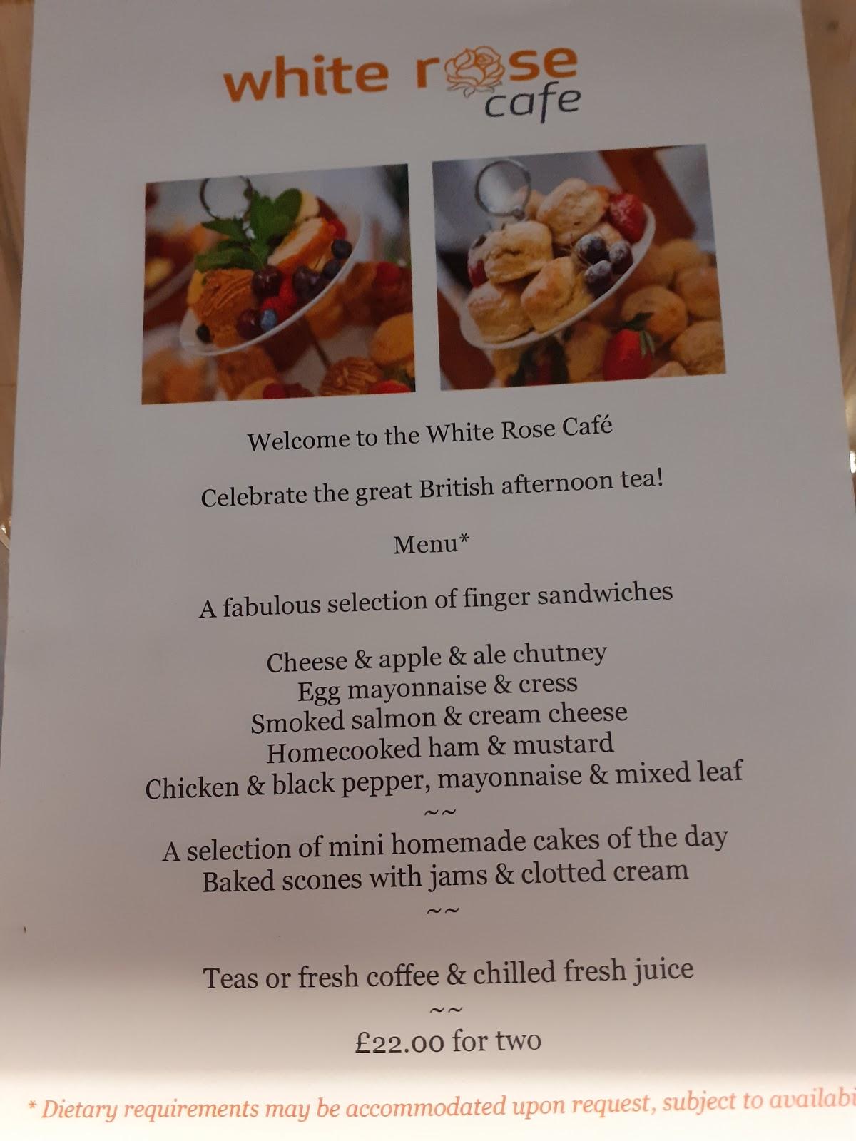 Menu at White Rose Cafe, Leicester