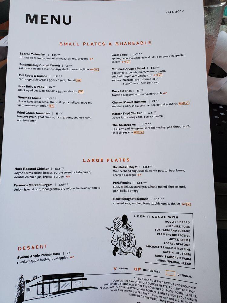 Menu at Wye Hill Kitchen & Brewing pub & bar, Raleigh