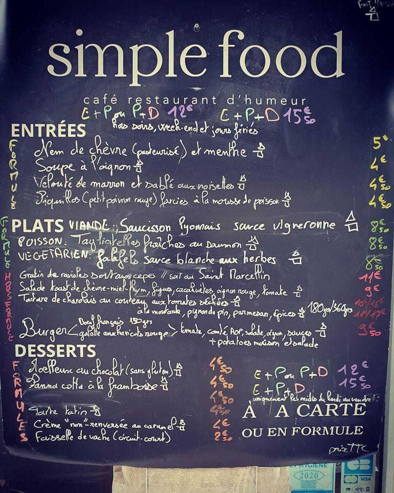 Menu at simple food restaurant, Lyon, 67 Rue de Marseille