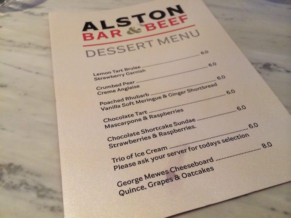 Menu at Alston Bar & Beef, Glasgow, Unit 19
