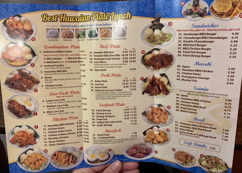 Menu at #1 Hawaiian BBQ, Kent