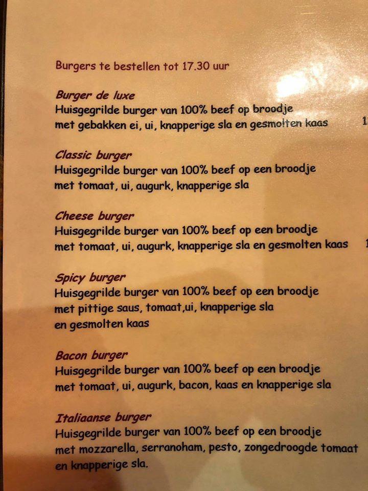 Menu at Miracle lunch drinks diner, Coevorden