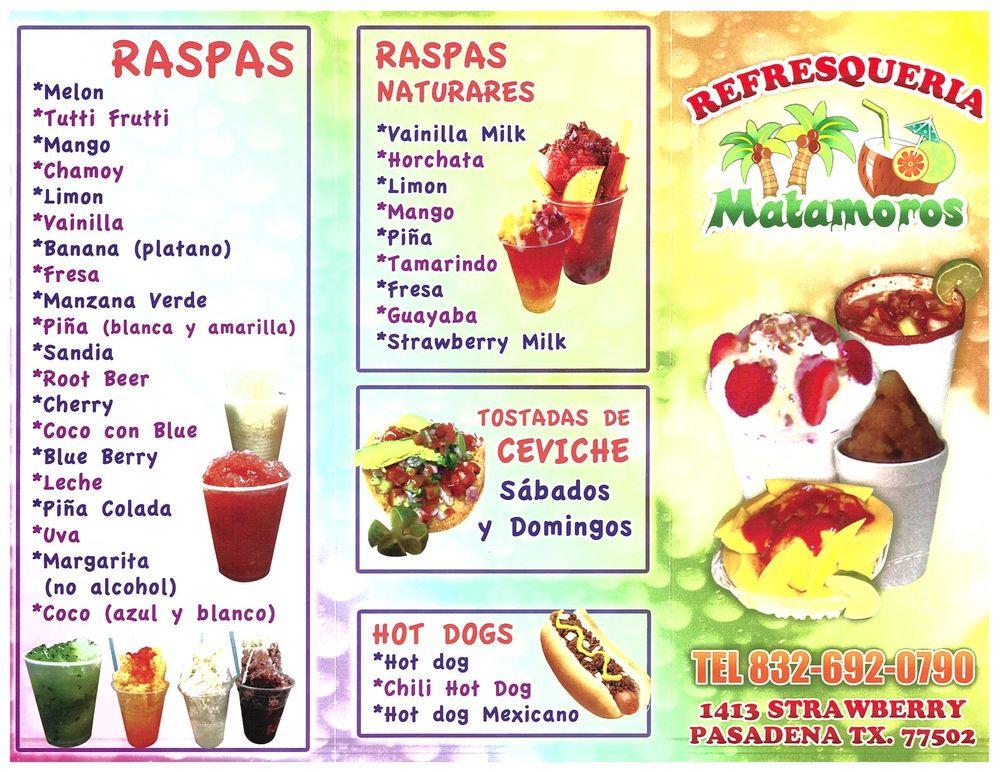 Menu at Refresqueria Matamoros desserts, Pasadena, Strawberry Rd