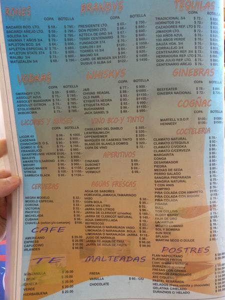 Menu at Romulo's Que Mariscos! restaurant, Mexico City, Av. Sta. Ana 400