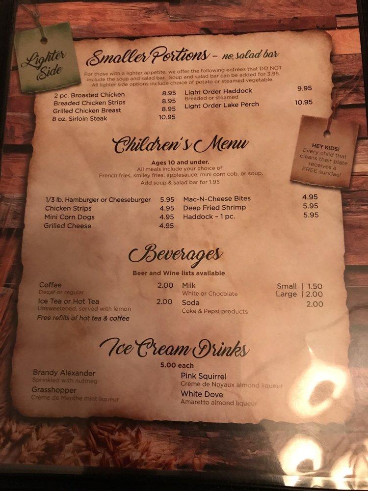 Menu at The Granary Supper Club, Sherwood