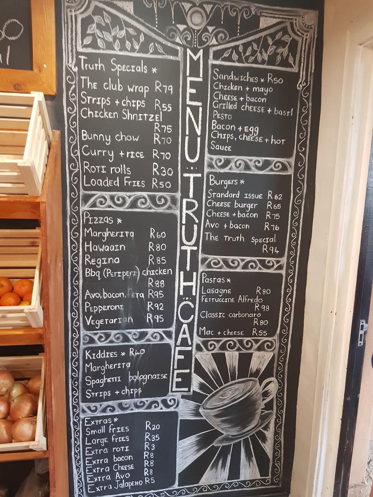 Menu at The Truth Cafe, Hillcrest