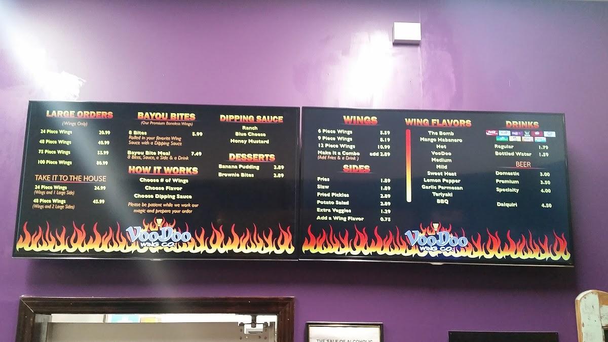Menu at VooDoo Wing Company restaurant, Auburn