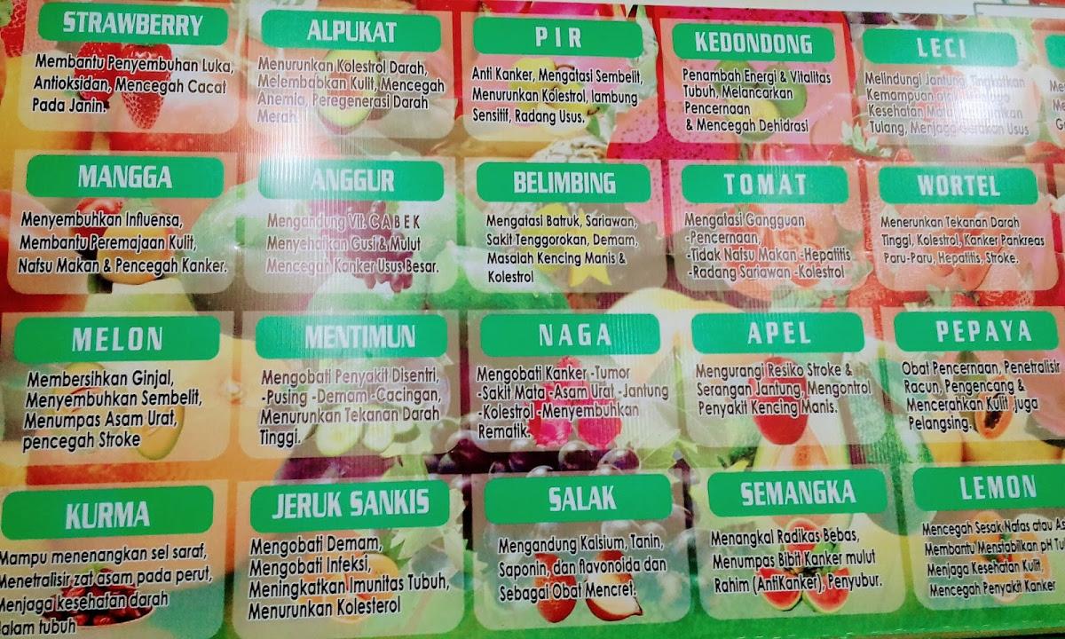 Menu at Warung Juz Buah DD Kuliner restaurant, Indonesia