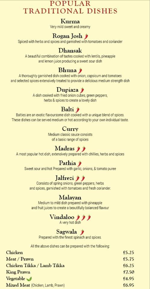 Menu at Chillies Indian Takeaway fast food, Birmingham, 156 Woodthorpe Rd