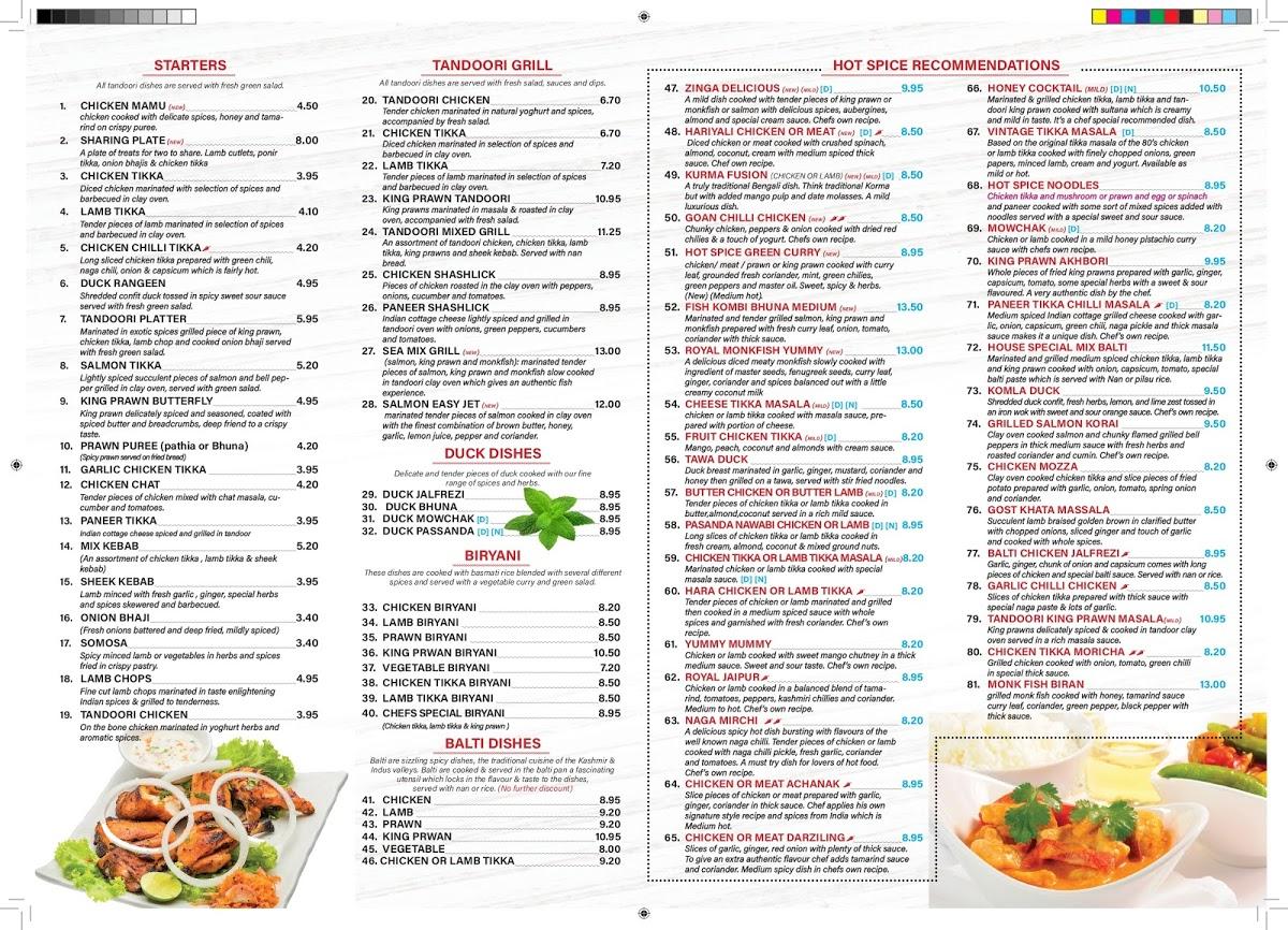 Menu at Hot Spice fast food, Whitchurch