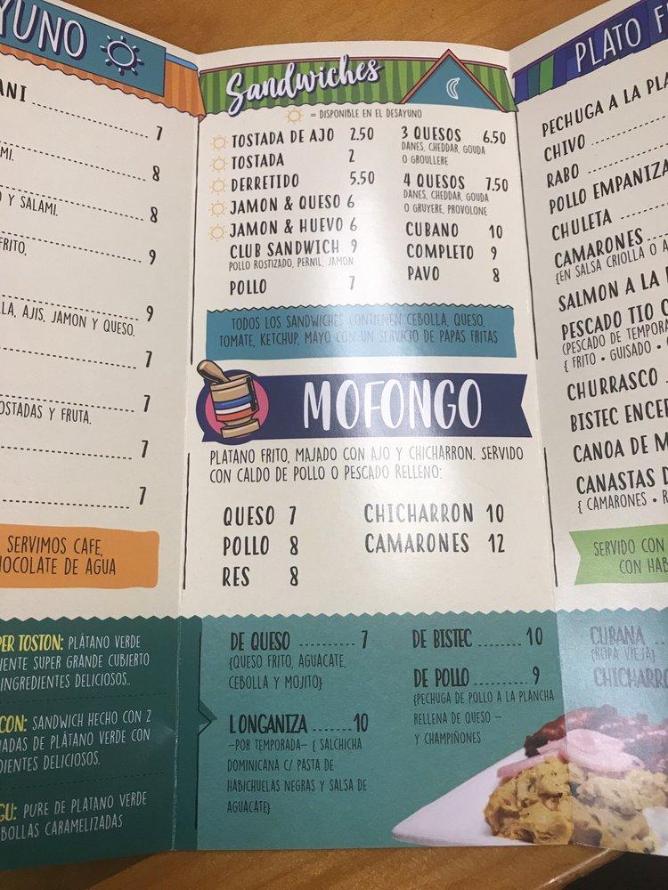 Menu at Mangú Dominican Bistro restaurant, Boston